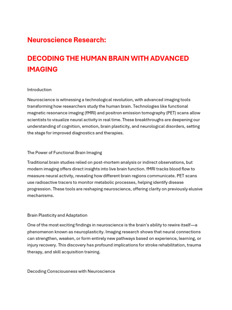 Neuroscience Research Decoding The Human Brain With Advanced | PDF ...