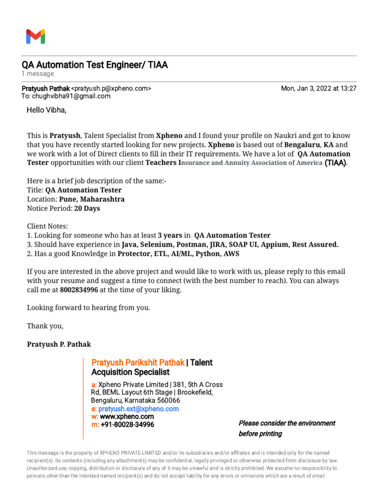 QA Automation Test Engineer - TIAA | PDF