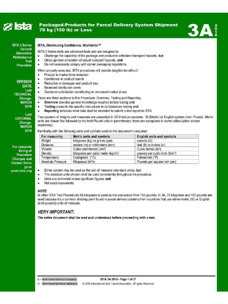 ISTA Procedure 3A 2018 | PDF