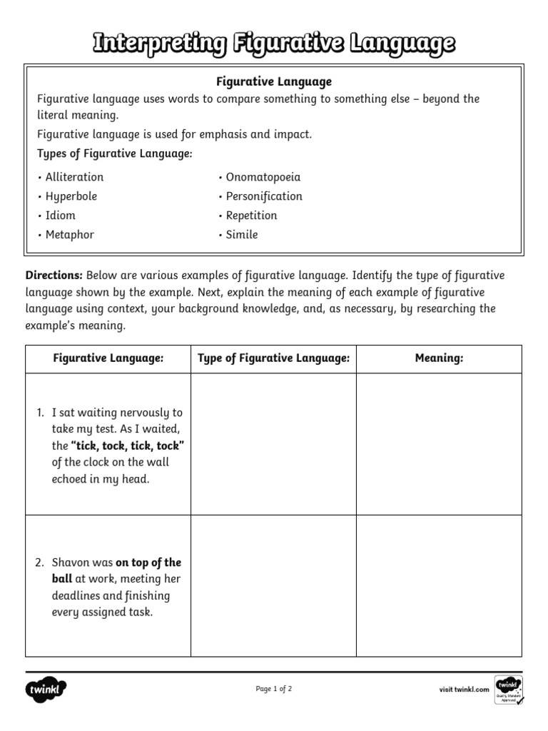 Interpreting Figurative Language | PDF