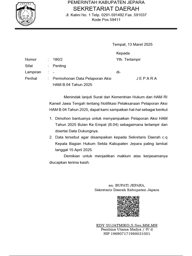 Surat Biasa HAM B04 2025 | PDF