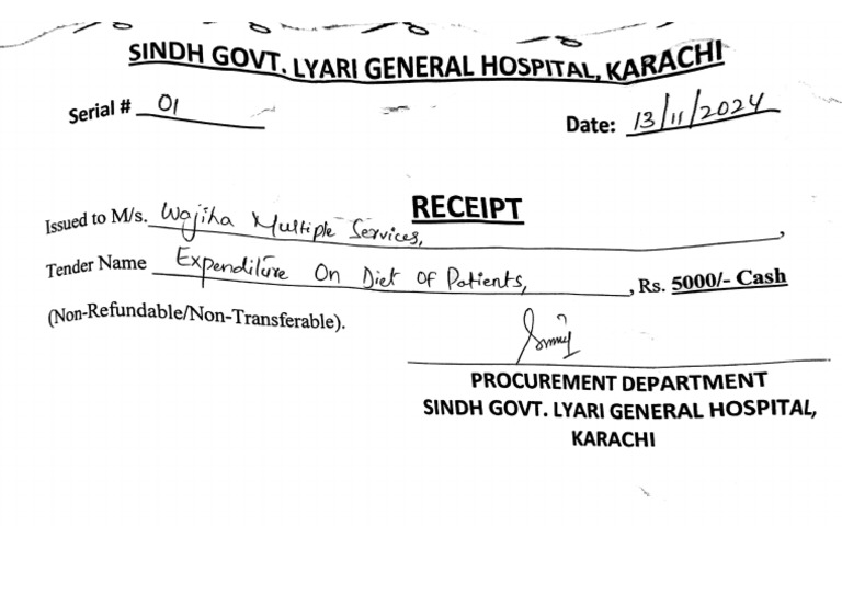 01 Tender Purchase Receipt | PDF