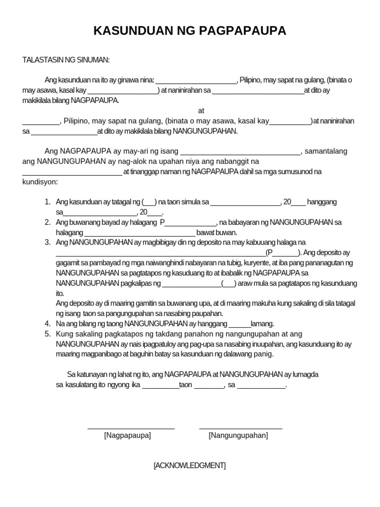 Rental Agreement Tagalog | PDF