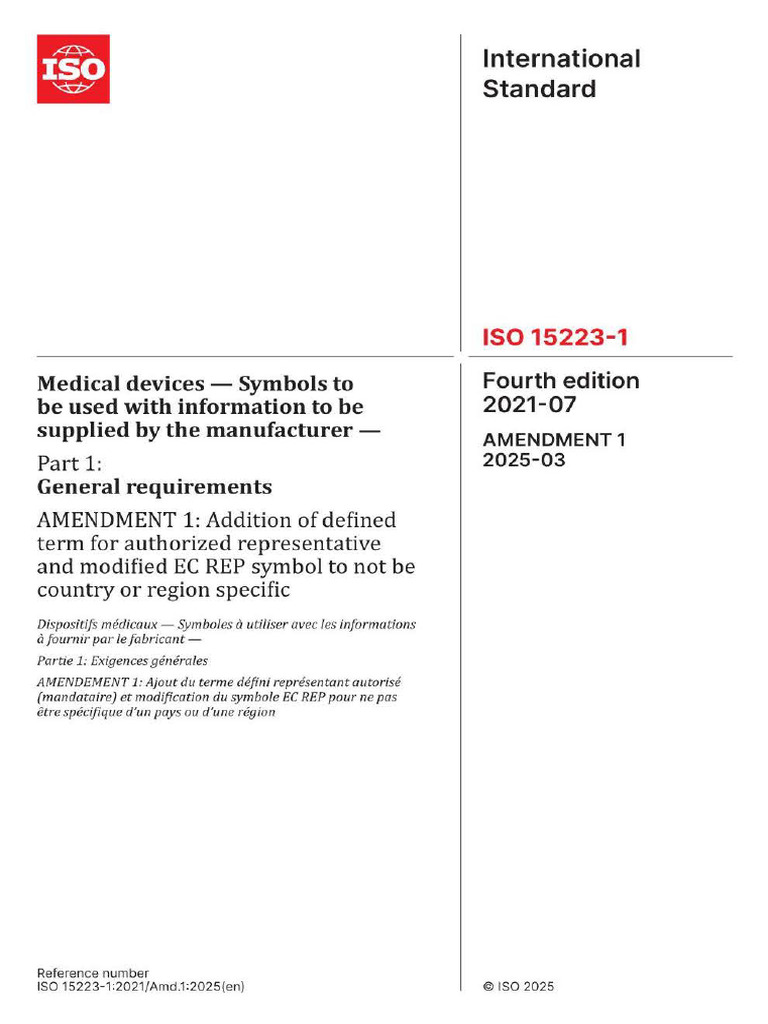 ISO 15223-1 2021 Amd 1 2025 | PDF