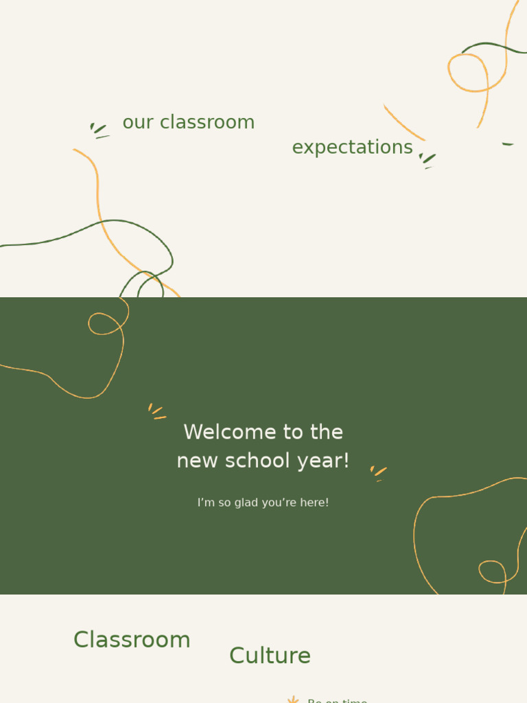 Classroom Expectations Presentation in Green and Yellow Minimalist ...