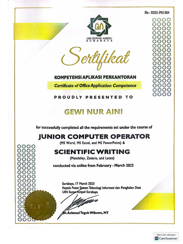 Sertifikat Komputer | PDF