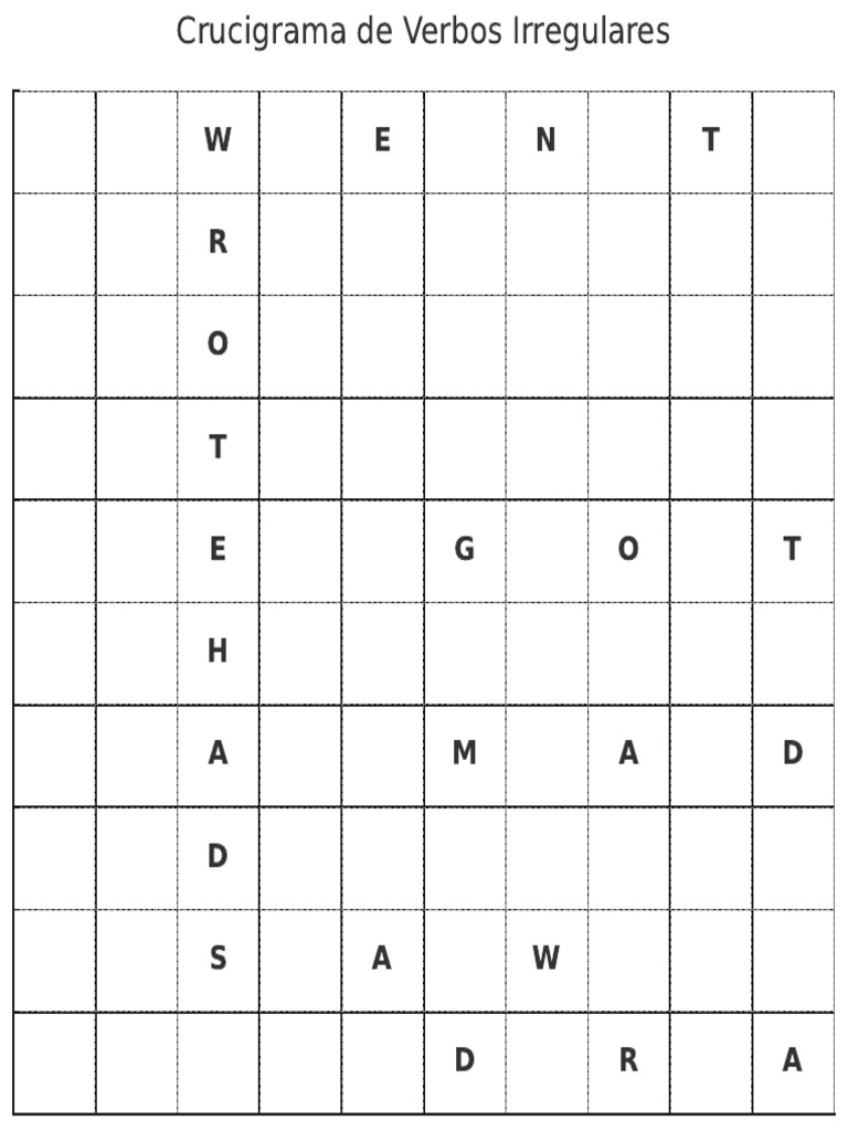 Crucigrama Verbos Irregulares | PDF