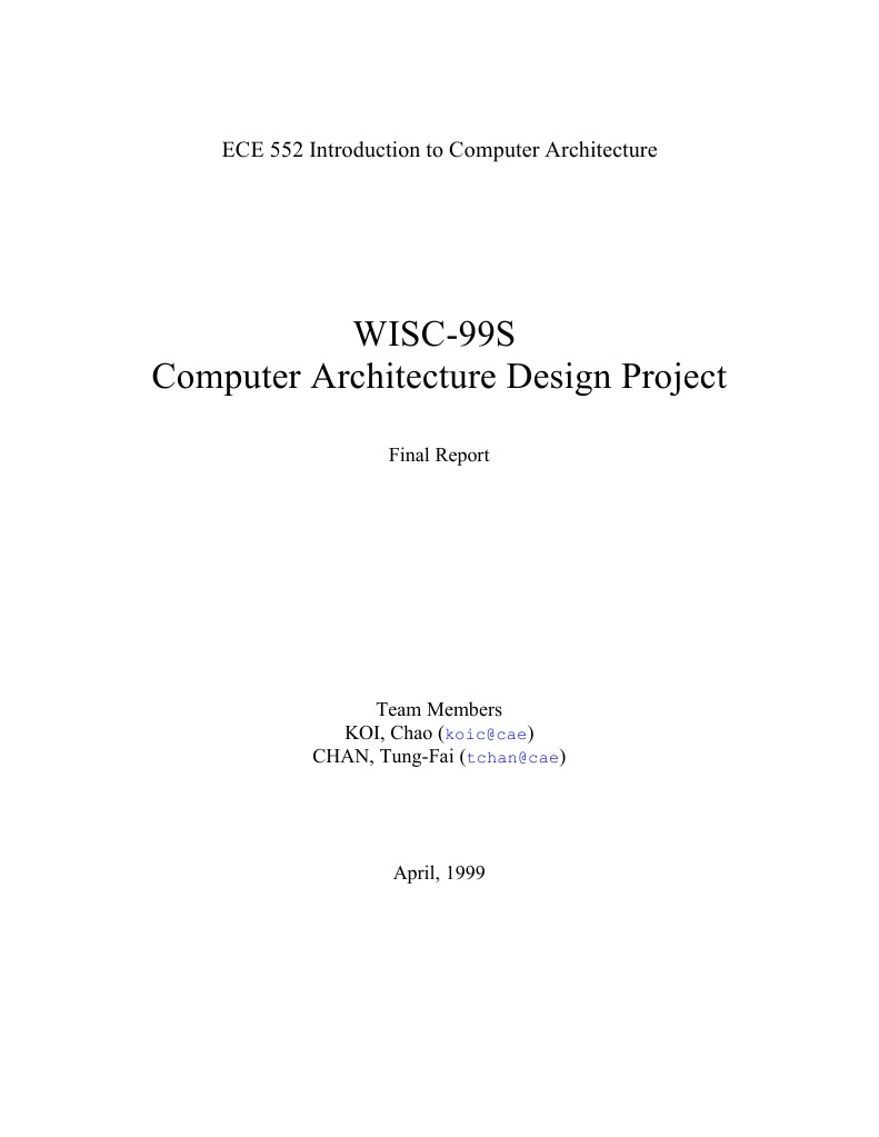 WISC-99S Computer Architecture Design Project | Download Free PDF | Instruction Set | Central ...