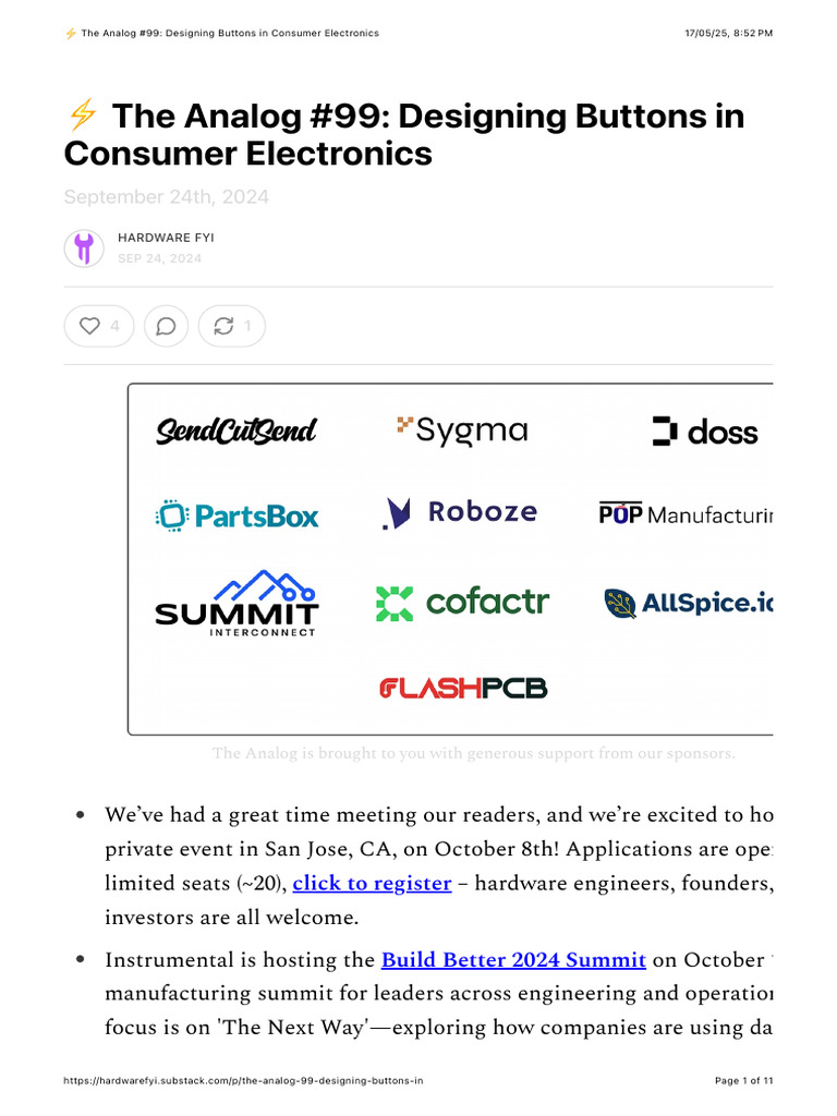 The Analog #99: Designing Buttons in Consumer Electronics | PDF | Printed Circuit Board | 3 D ...