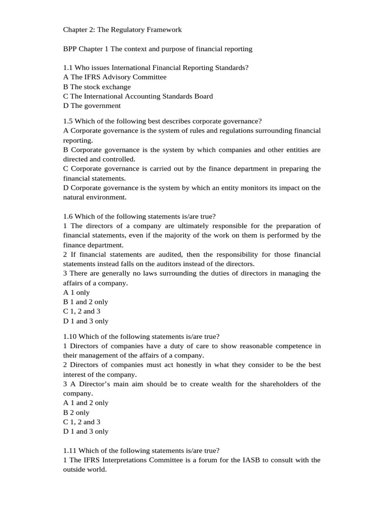 Chapter 2 - The Regulatory Framework | PDF | International Financial Reporting Standards ...