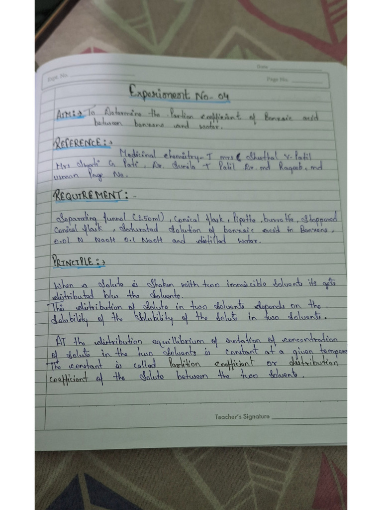 Medicinal Chemistry Experiment - 4th Sem | PDF