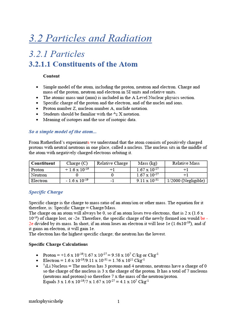 3.2-1 Aqa Particles and Radiation Notes | PDF | Hadron | Photoelectric ...