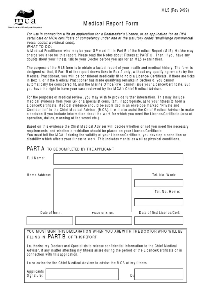ML5 Medical Report Form | PDF | First Aid | Angina Pectoris