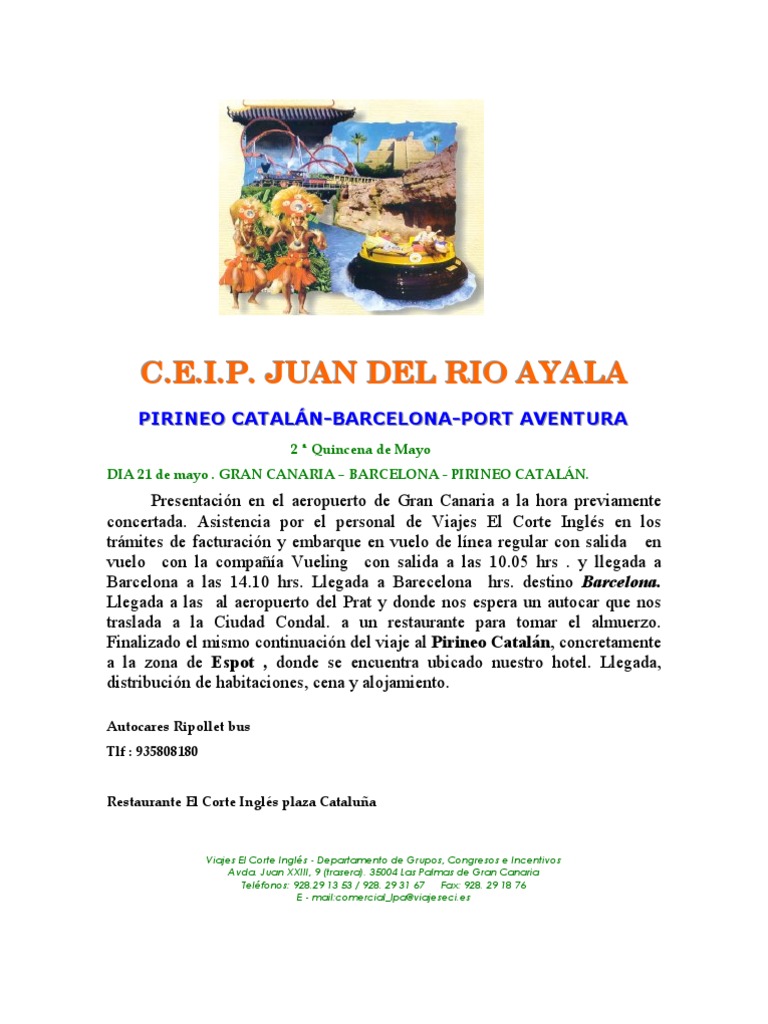 Viaje Estudiantil a Pirineo y Costa Dorada | PDF | Barcelona | Hotel