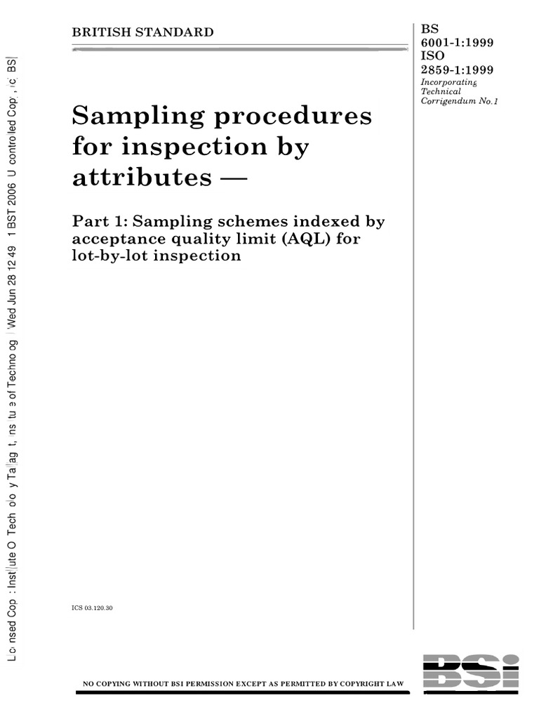 Iso 2859-1 1999 en | PDF