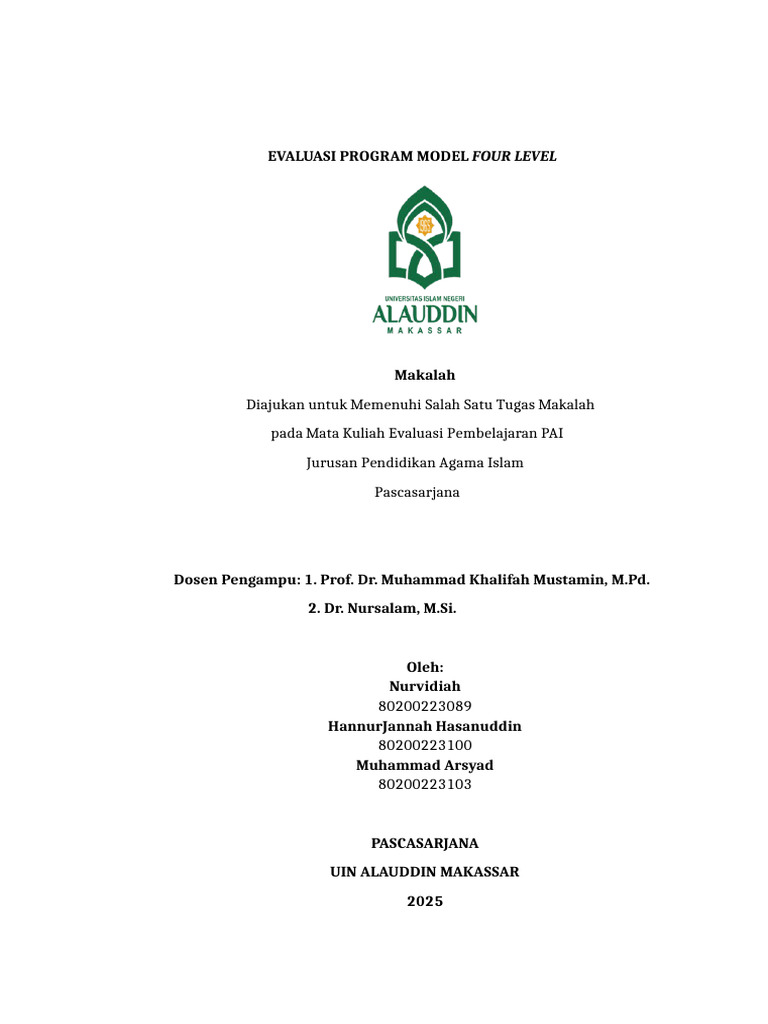 KLP 3 - Evaluasi Program Model Four Level | PDF