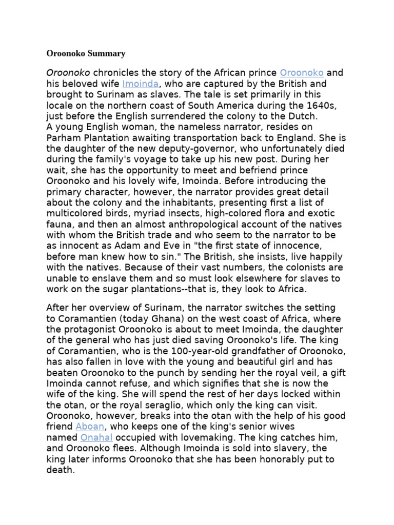 Oroonoko: A Tragic Slave Narrative | PDF | Slavery