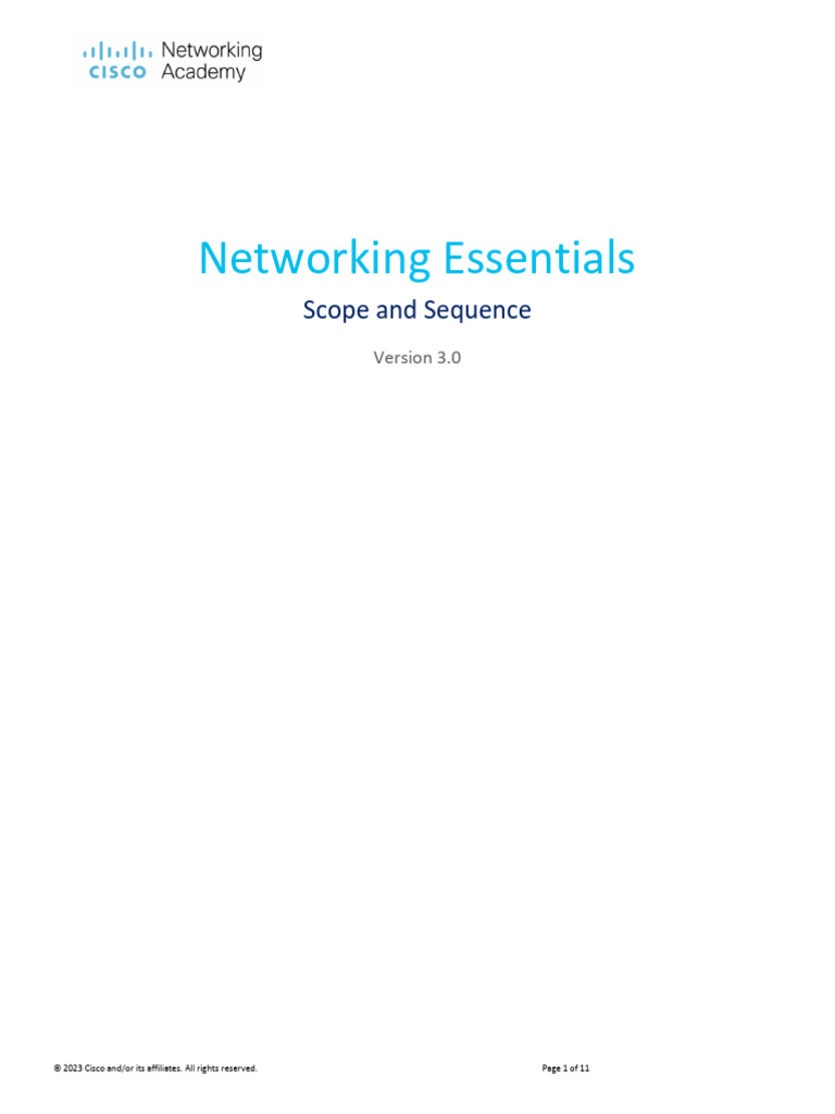 Networking Essentials v3 0 Scope and Sequence | PDF | Computer Network | I Pv6