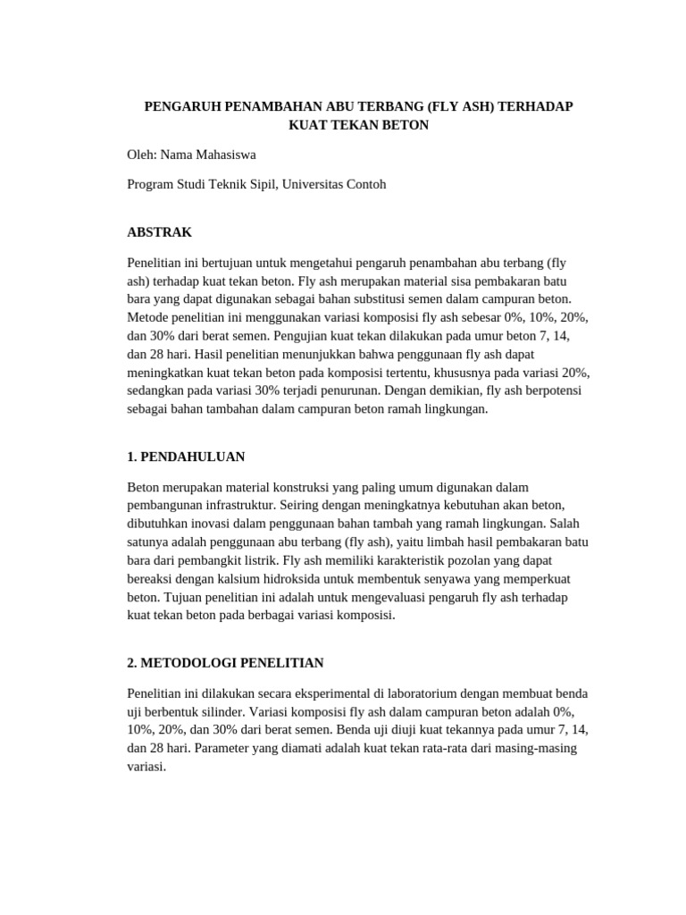 Makalah Pengaruh Fly Ash Terhadap Kuat Tekan Beton | PDF