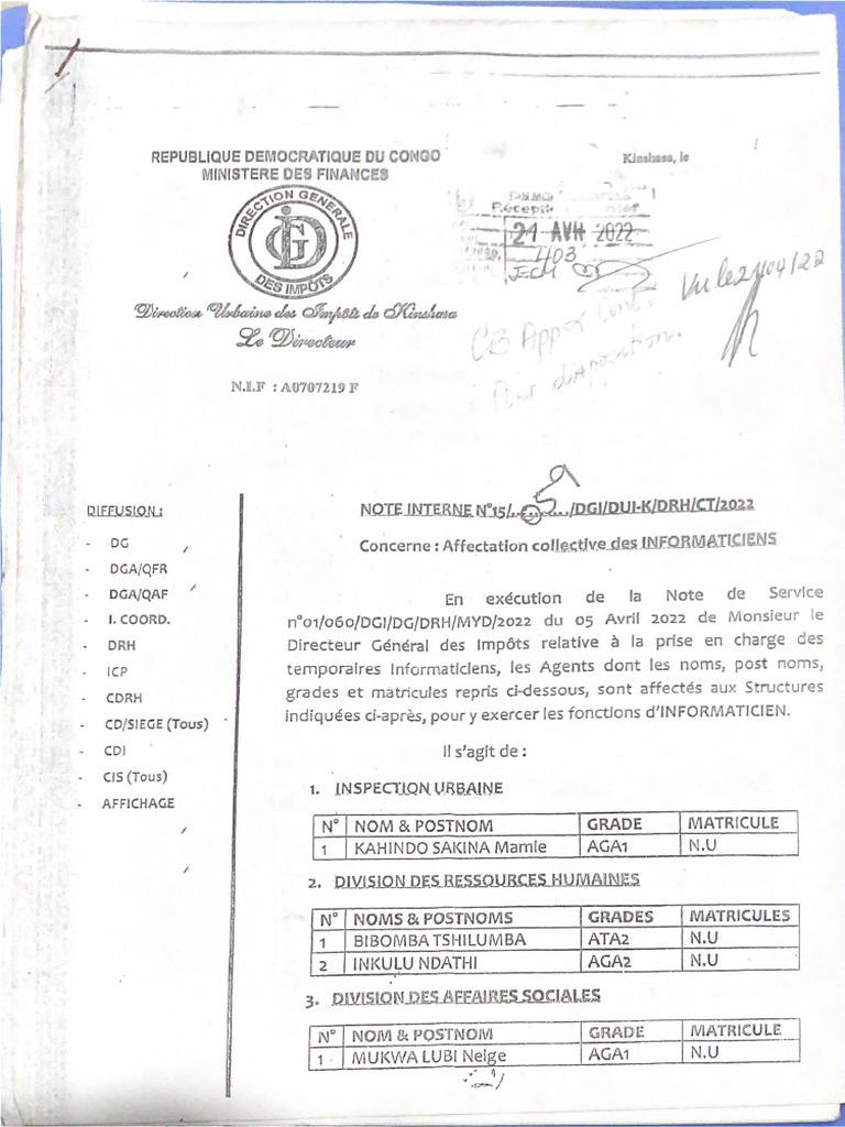 Lettre D'affectation Collective | PDF