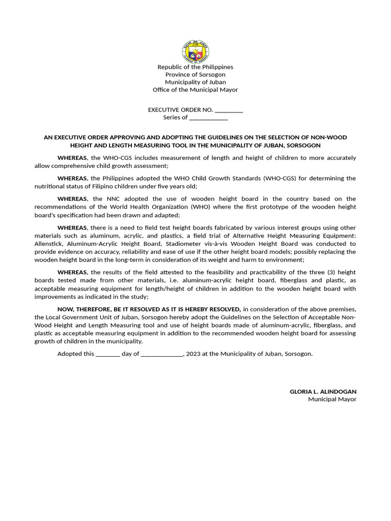 Guidelines for Height Measuring Tools in Juban | PDF