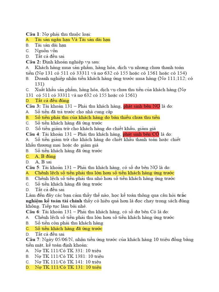 Trac Nghiem Kttc1 | PDF