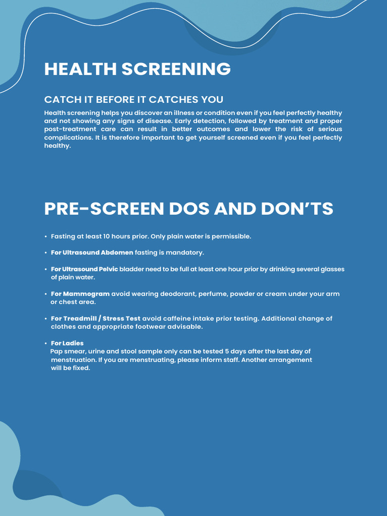 Health Screening Pre-Screen Guidelines | PDF