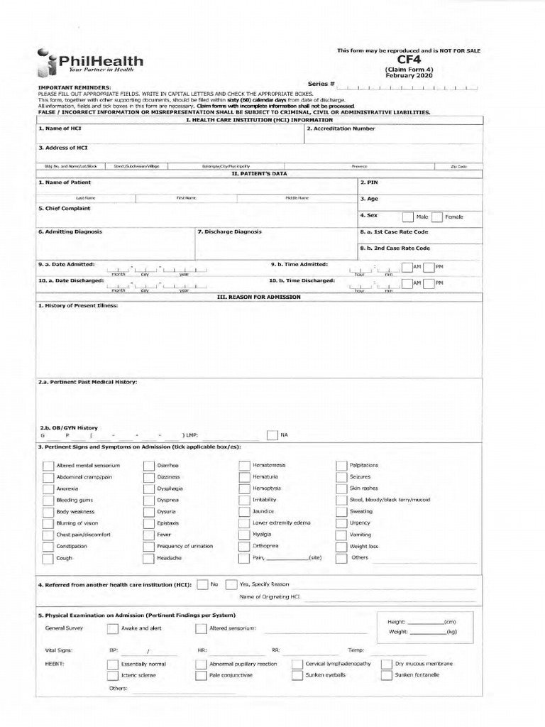 PhilHealth - ClaimForm4 Updated 2025-Compressed | PDF | Diseases And ...