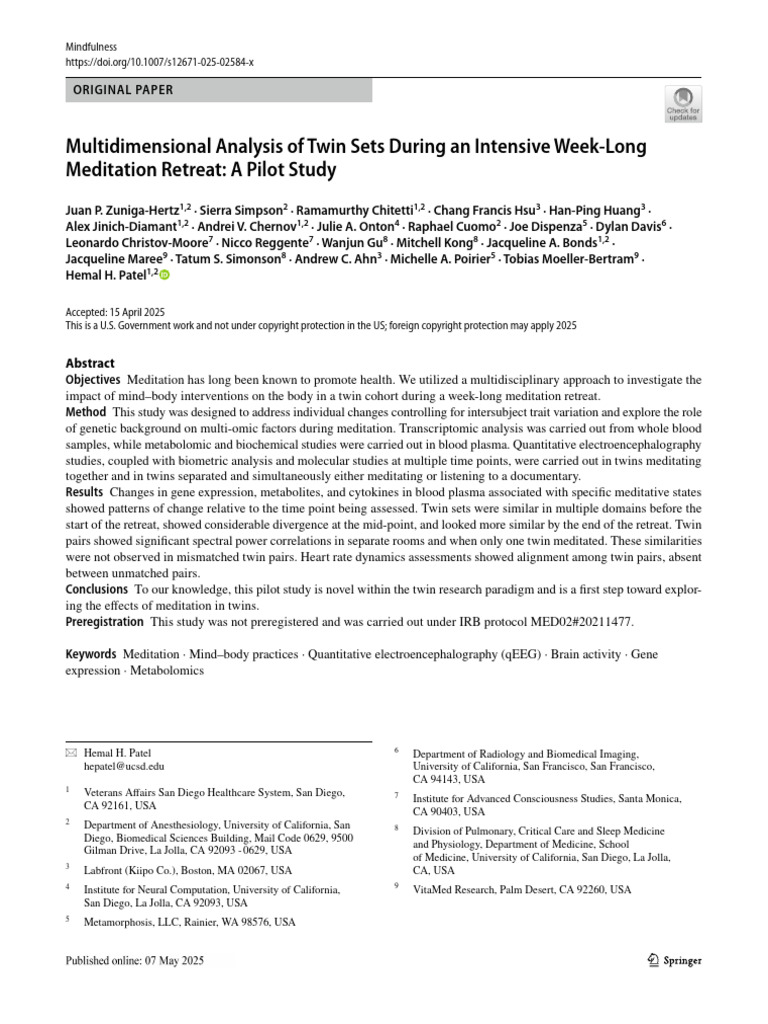 Multidimensional Analysis of Twin Sets During An Intensive Week Long ...