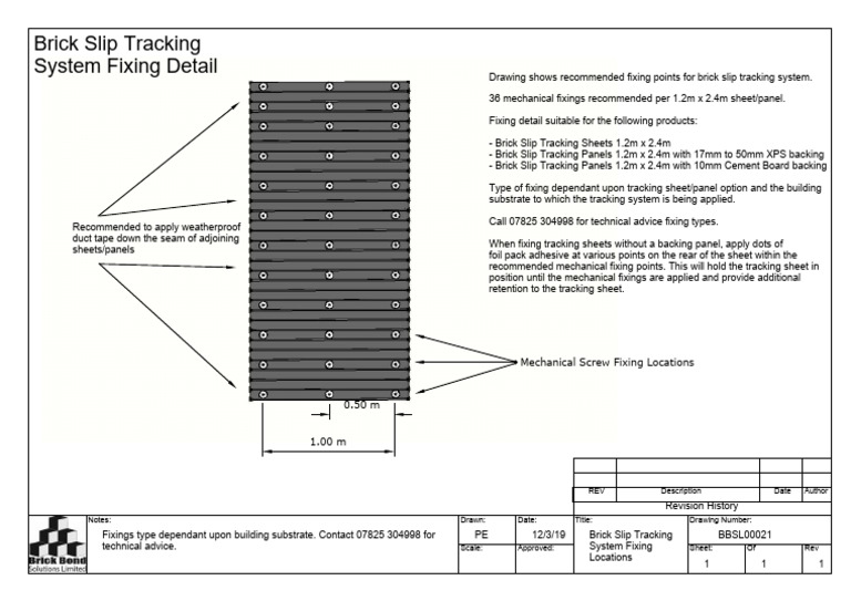 BBSL00021 - Brick Slip Tracking System Fixing Locations | PDF ...