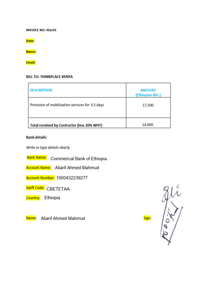 Invoice for Mobilization Services | PDF