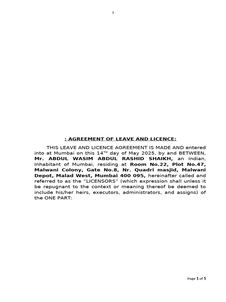 Mr. ABDUL WASIM ABDUL RASHID SHAIKH - 3rd - (Heavy With Noc) | PDF ...