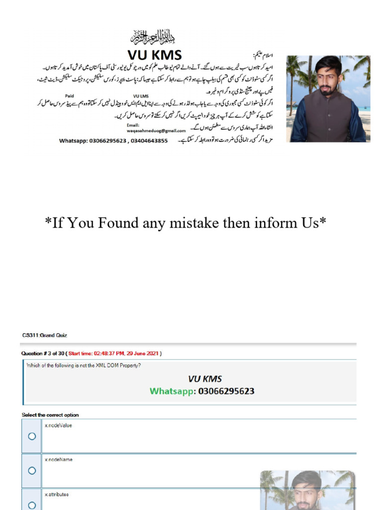 CS601 Grand Quiz by Waqas Ahmed (VU Stars) | PDF