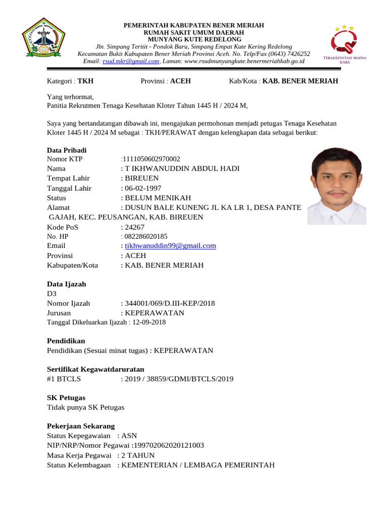 PERMOHONAN Tkhi | PDF