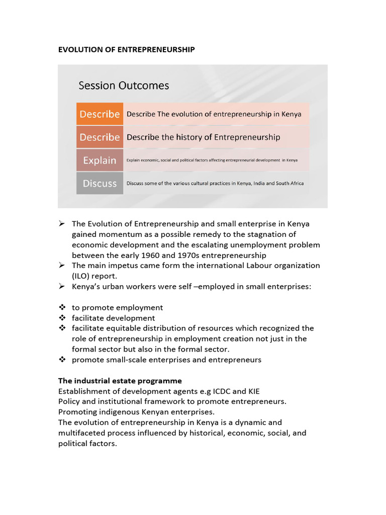 Evolution of Entrepreneurship in Kenya | PDF | Entrepreneurship ...