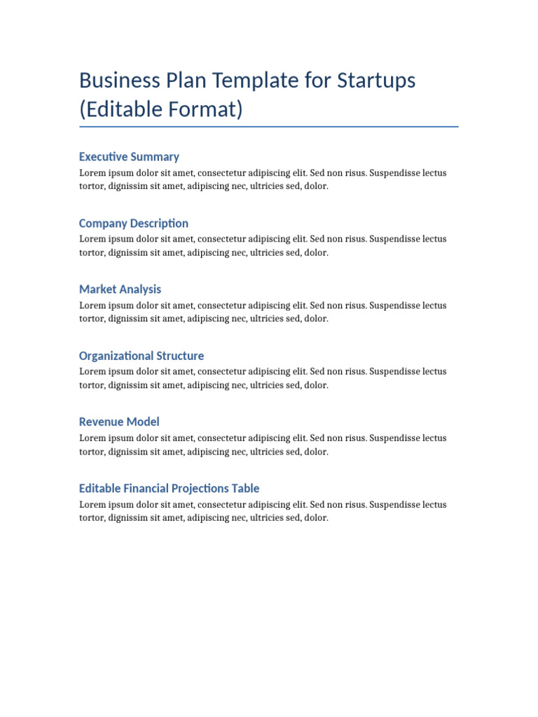 Startup Business Plan Template | PDF
