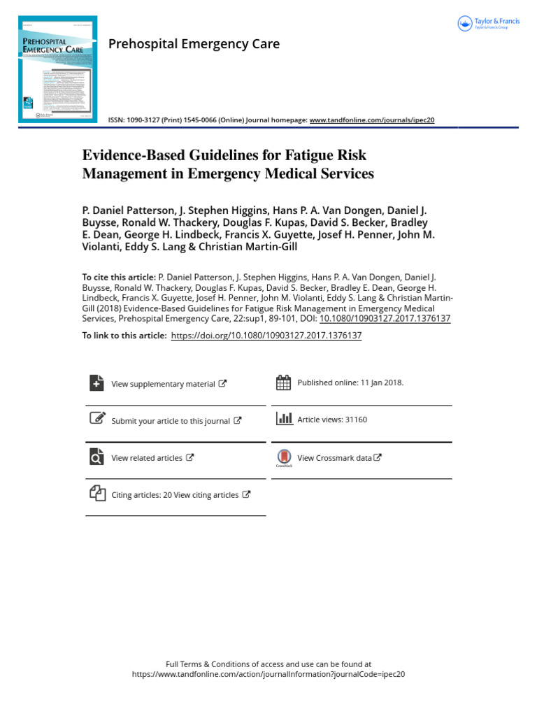 Evidence-Based Guidelines For Fatigue Risk Management in Emergency ...