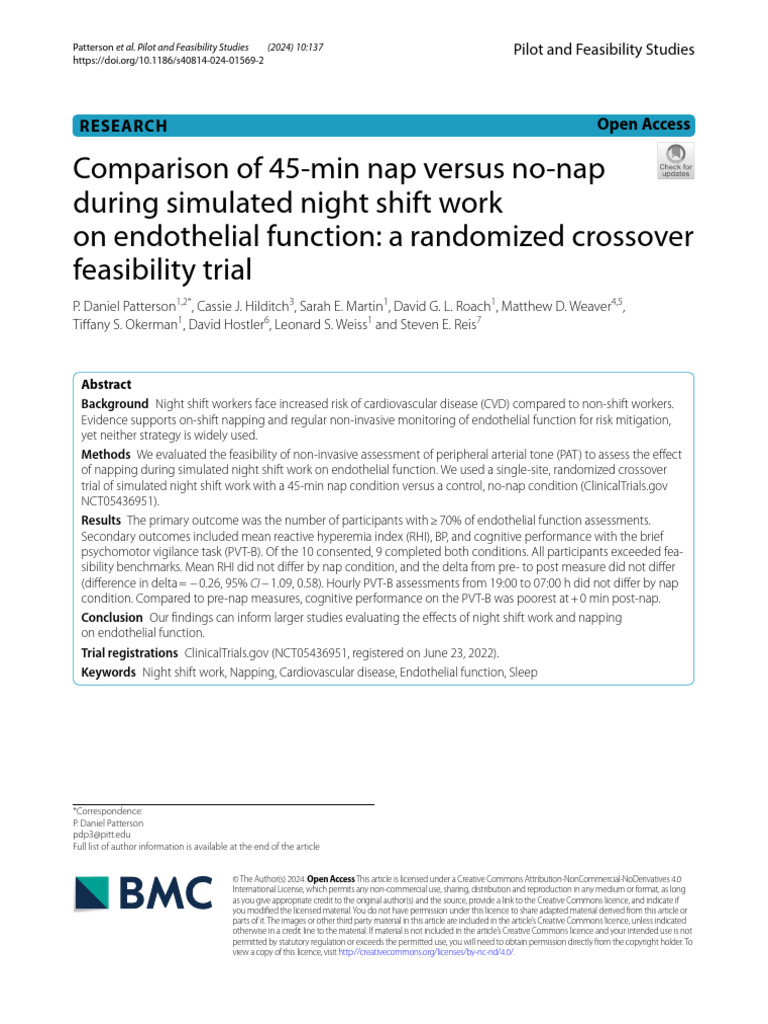 Comparison of 45-Min Nap Versus No-Nap | PDF | Shift Work ...