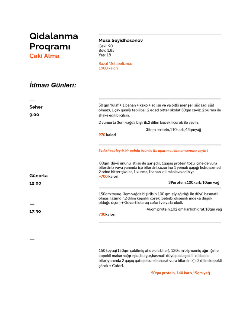 Qida Proqramı | PDF