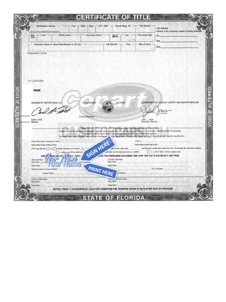 Florida - How Do I Sign My Title | PDF