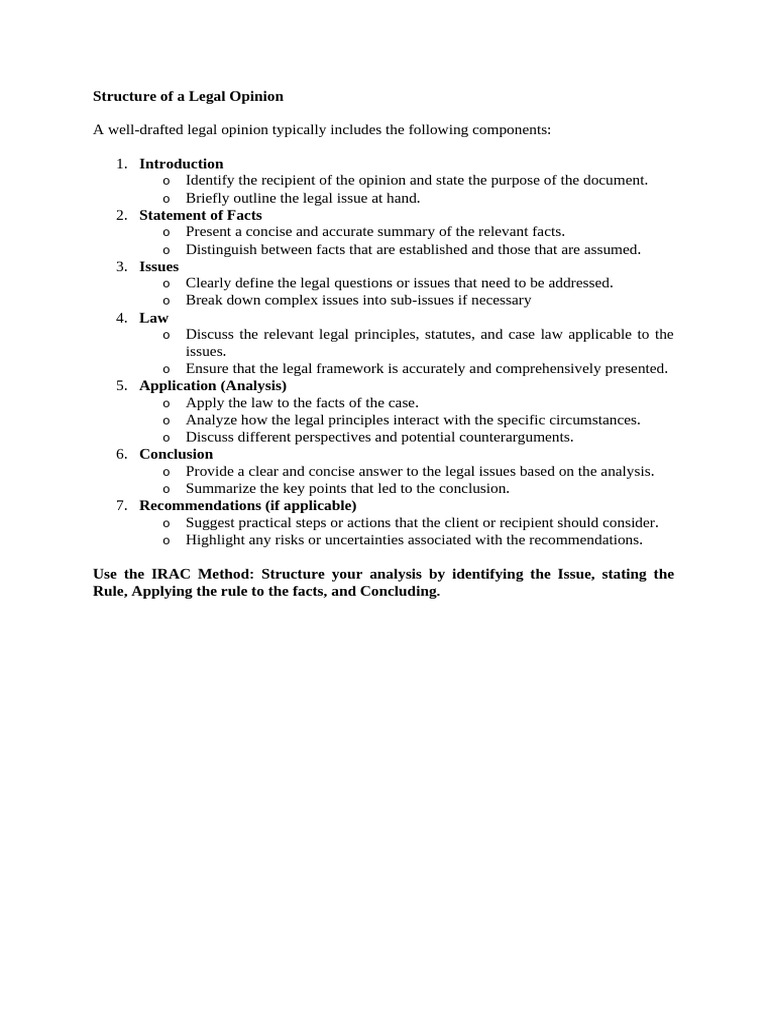 Legal Opinion Structure Guide | PDF