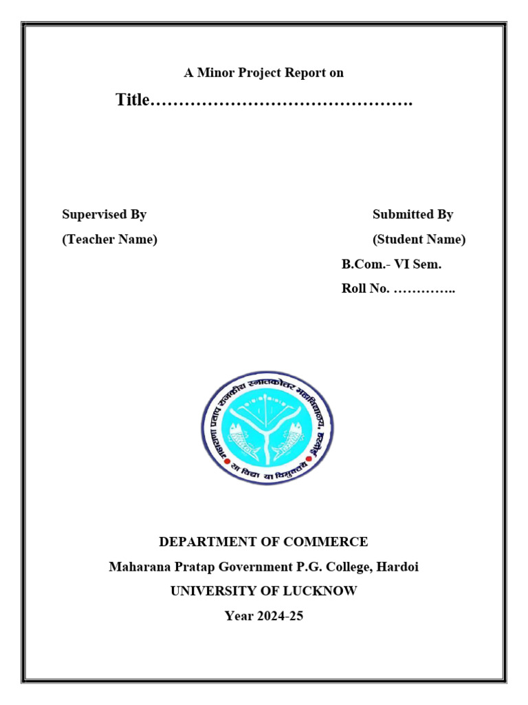 Minor Project Report - B.Com VI Sem | PDF