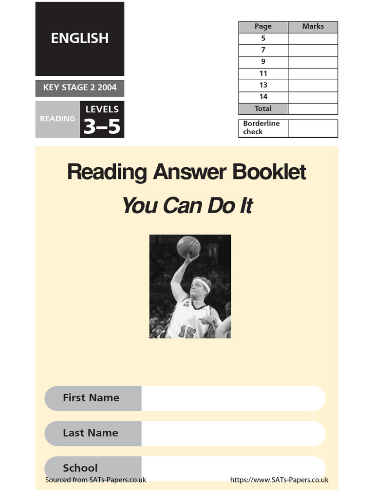 Key Stage 2 Reading Answer Booklet | PDF | Question | Sports