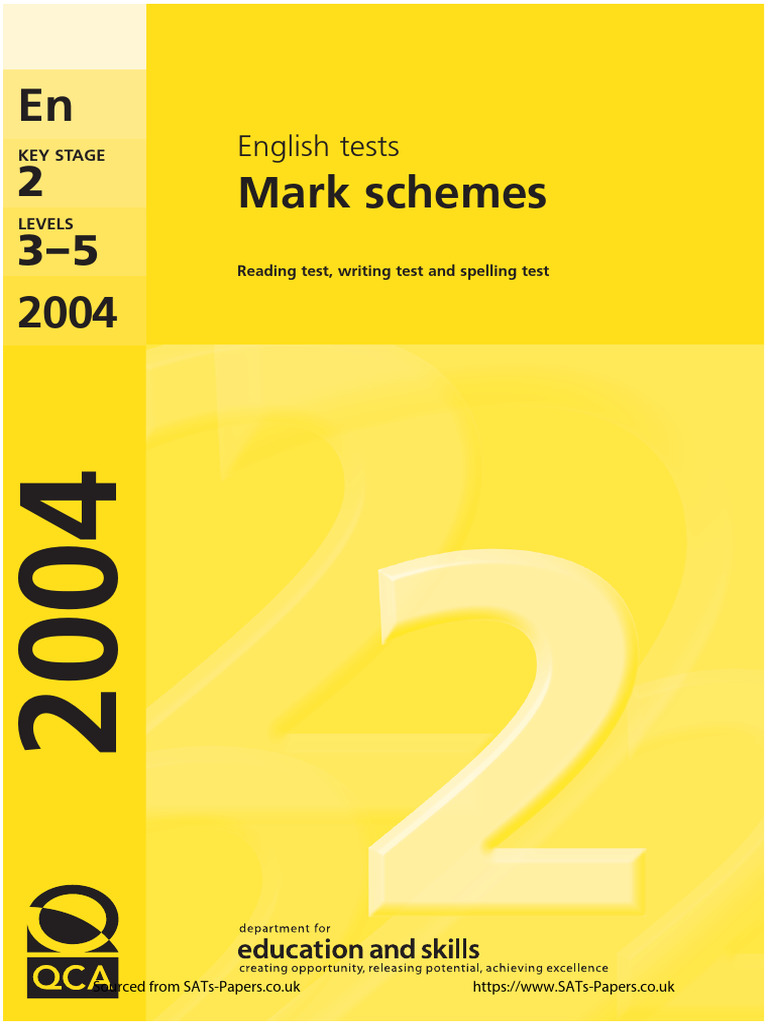 ks2 English 2004 Marking Scheme | PDF | Syntax | Paralympic Games