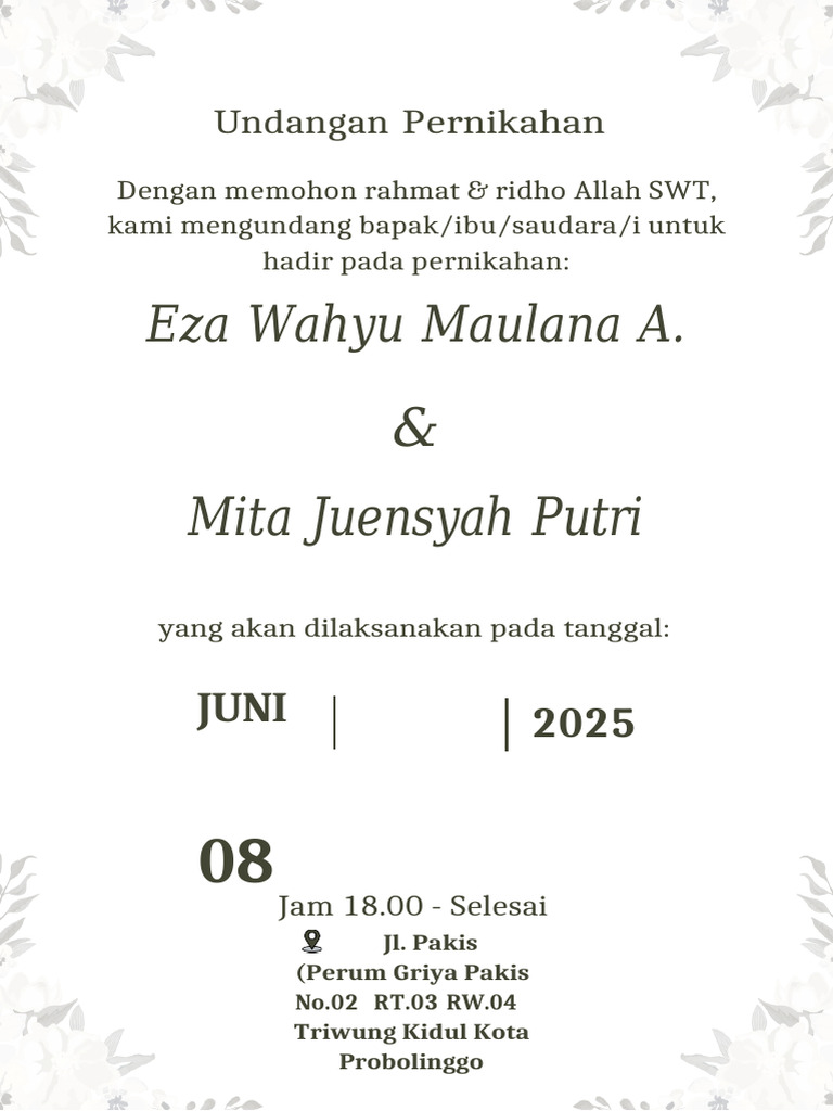 Undangan Pernikahan Eza & Mita | PDF