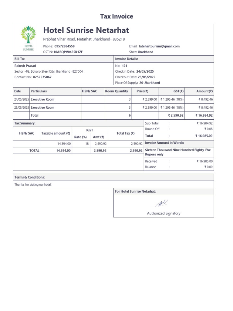 Tax Invoice - 121 - 24 - 05 - 25 To 25 - 05 - 25 | PDF | Government | Trade