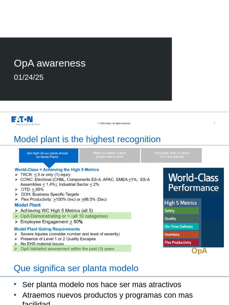 OpA Model Plant Evaluation Guide | PDF
