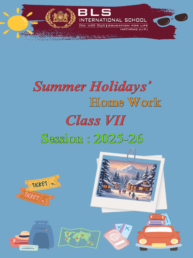 11 Summer Holidays' Homework For Class VII Compressed | PDF