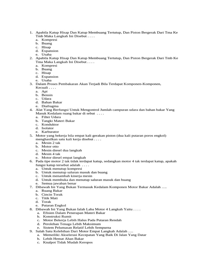 Soal X TBSM Dasar Program Keahlian | PDF