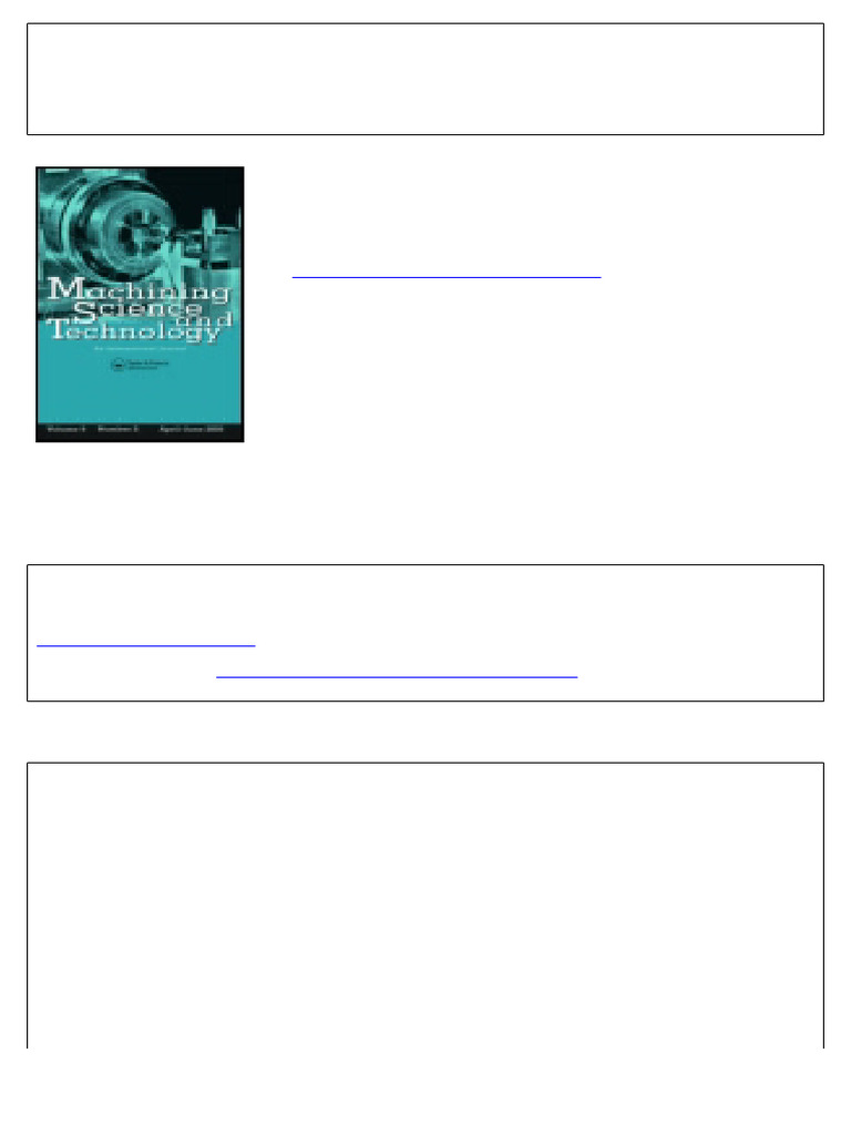 2006 MST - Machining Parameters Optimization | PDF | Machining | Mathematical Optimization